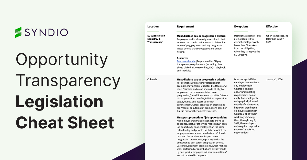 Opportunity Transparency Legislation Cheat Sheet | Syndio
